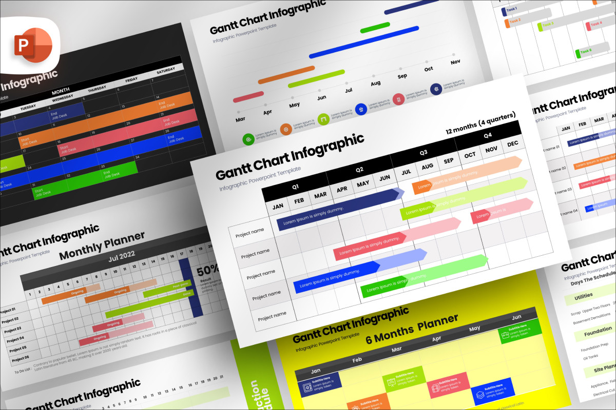Gantt Chart - Infographic PowerPoint Template | Nulivo Market